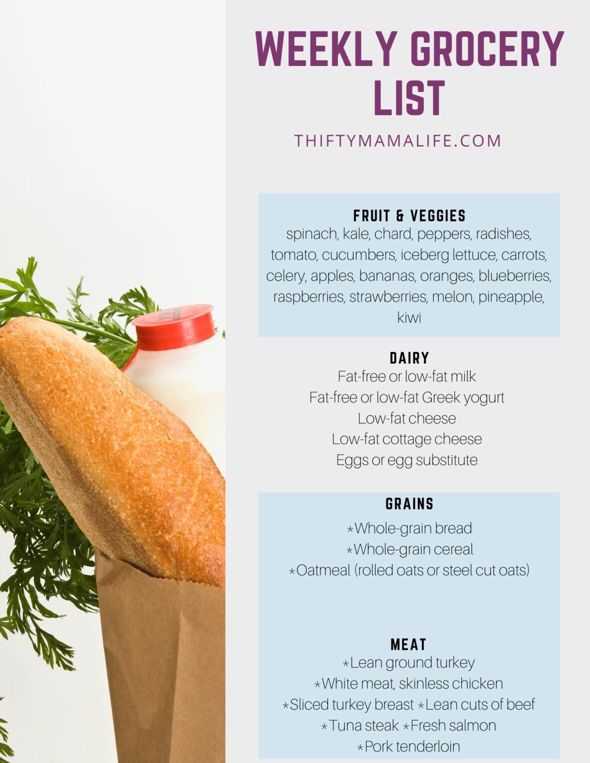 Basic Weekly Grocery List - Thifty Mama Life